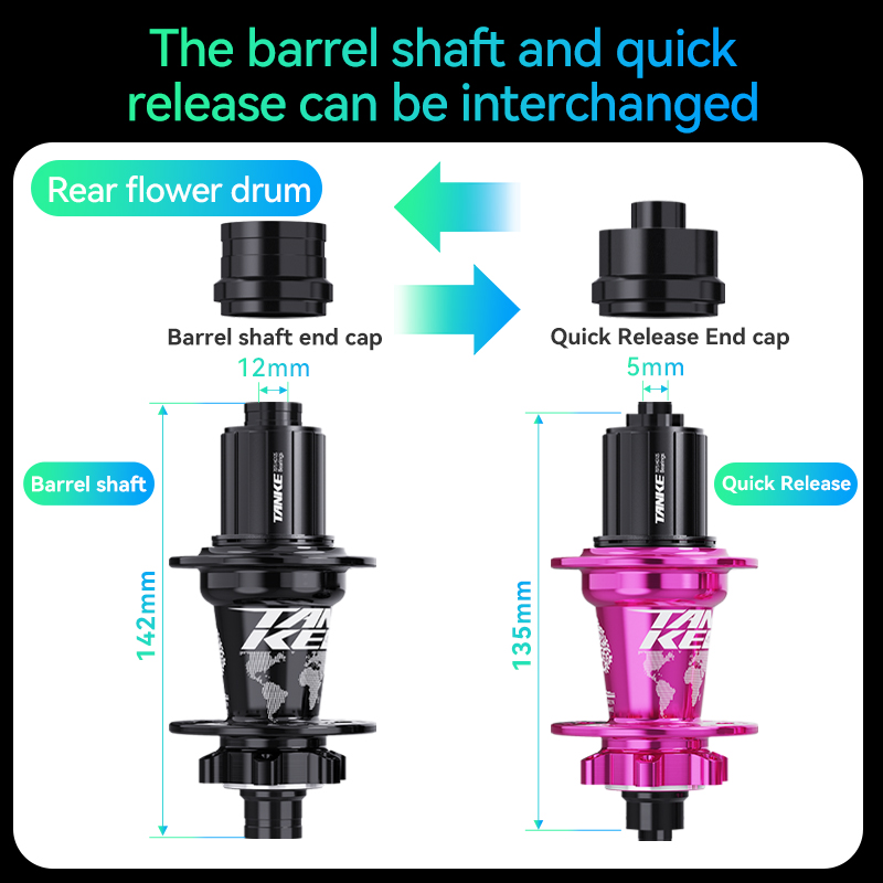 TANKE MTB Hub 6Paw 120 Sound 4 Bearing 28 32 36 Holes Quick Release ...