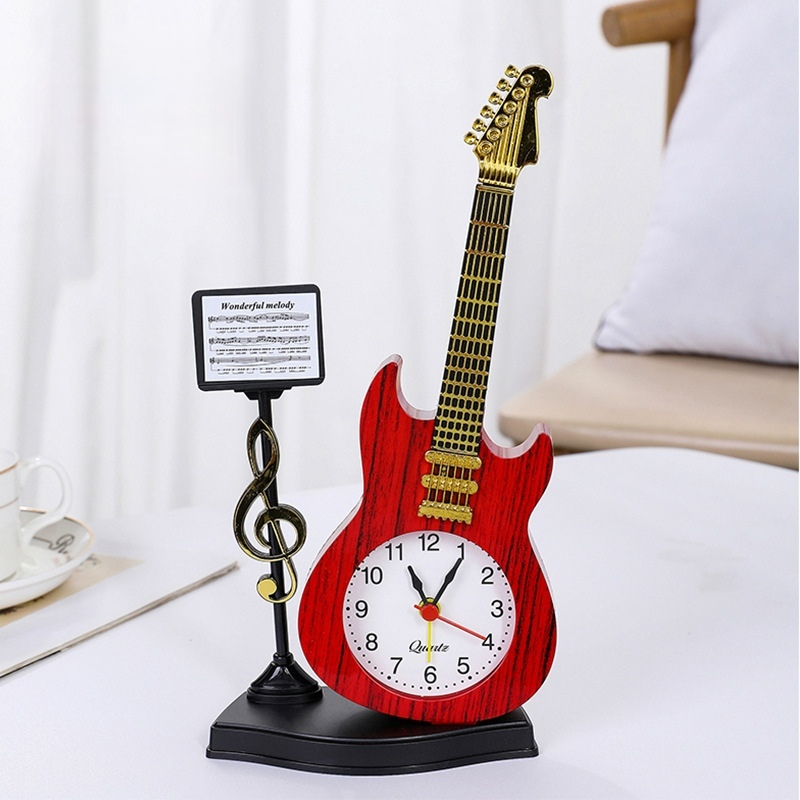Creative retro craft gift violin alarm clock student clock guitar model ...