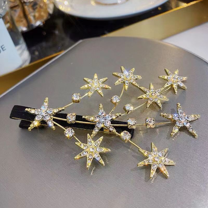 1 Piece Bohemian Style Shining Crystal Star Hair Clip Golden Star Hair ...