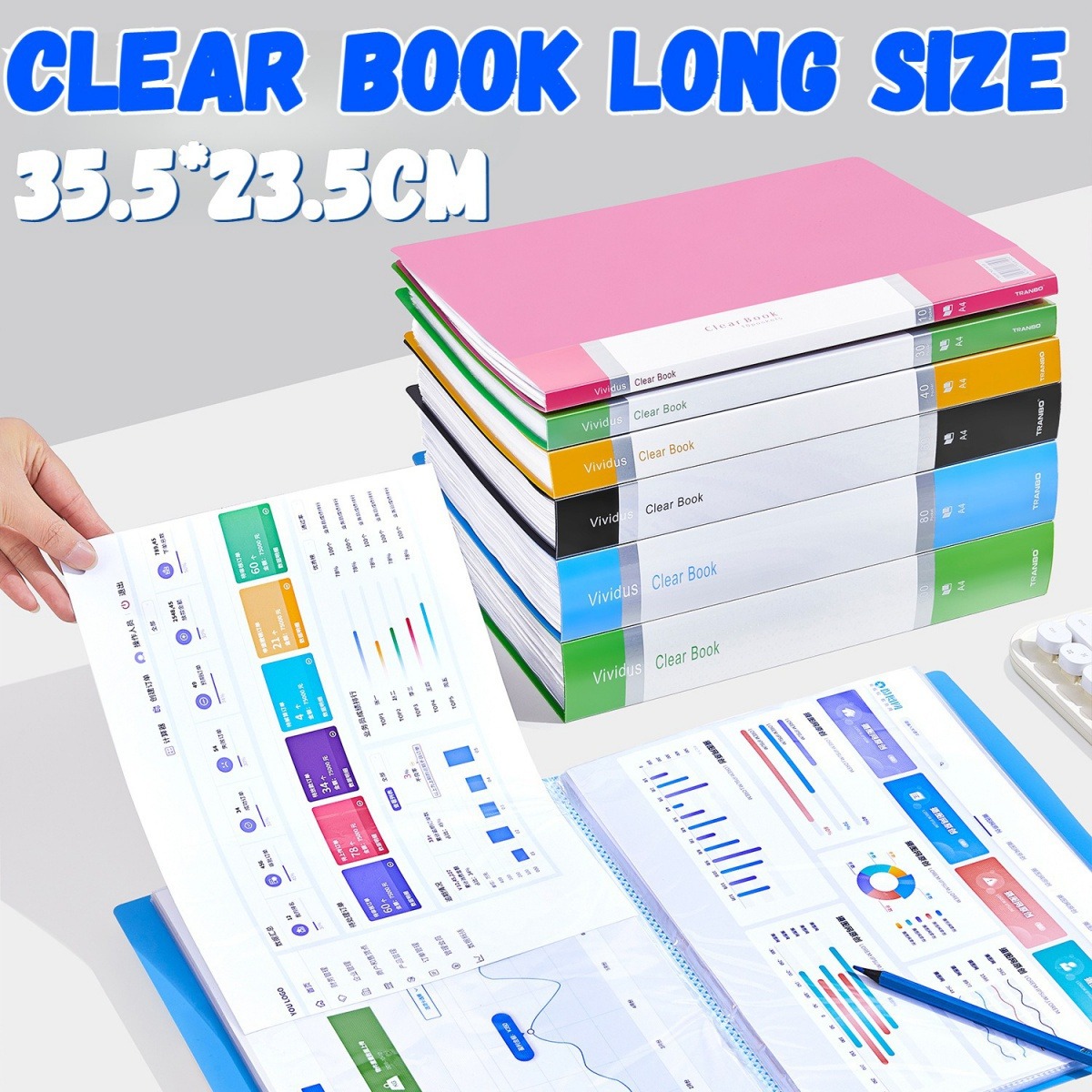 Clear Book Long Expanding File Folder Organizer Clear Folder Paper ...