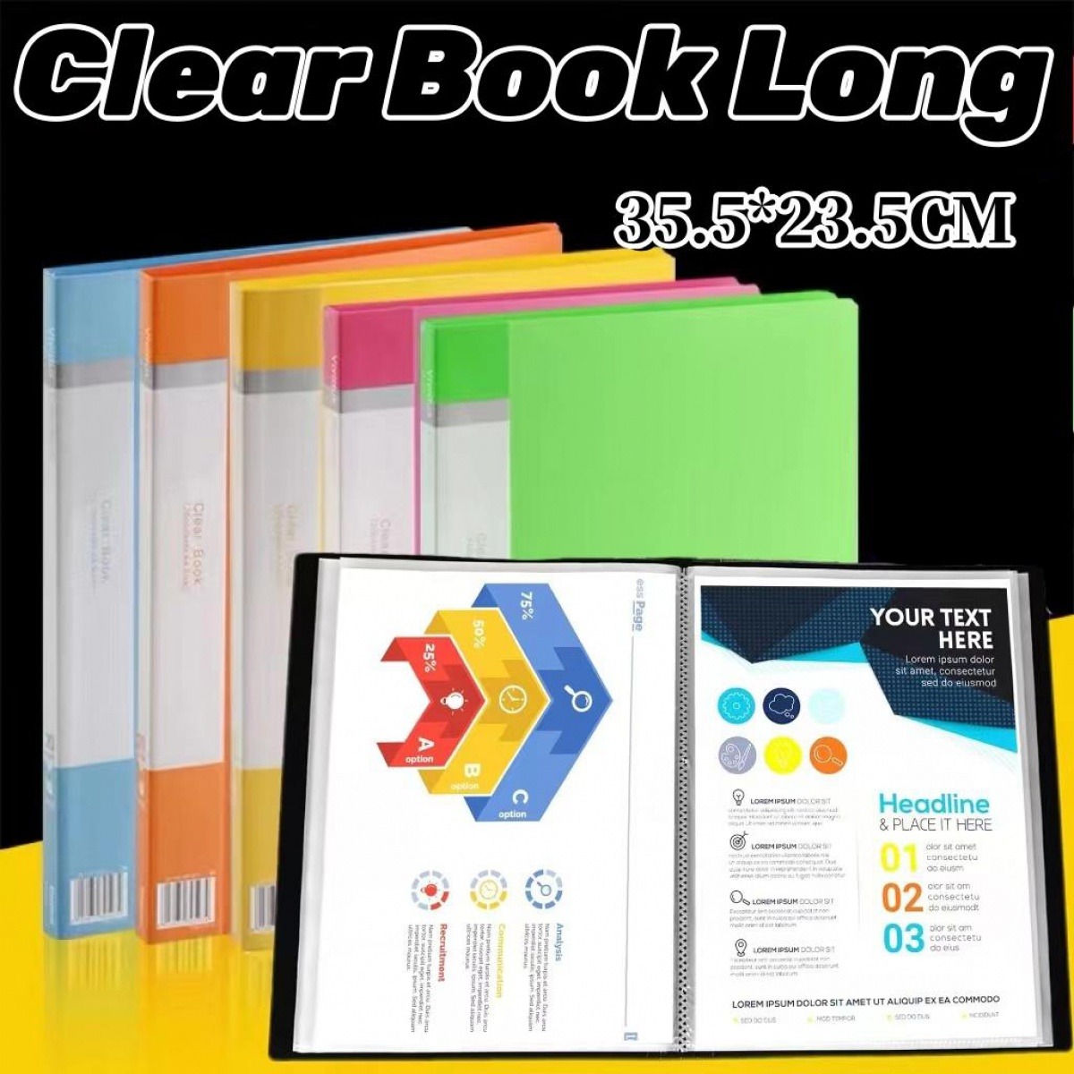 Clear Book Long Clear Folder File Organizer Long Presentation Book ...