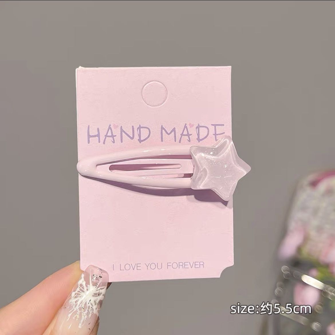 Love Pink Cloud Star Hair Clip Female Side Bangs Clip Forehead Broken ...