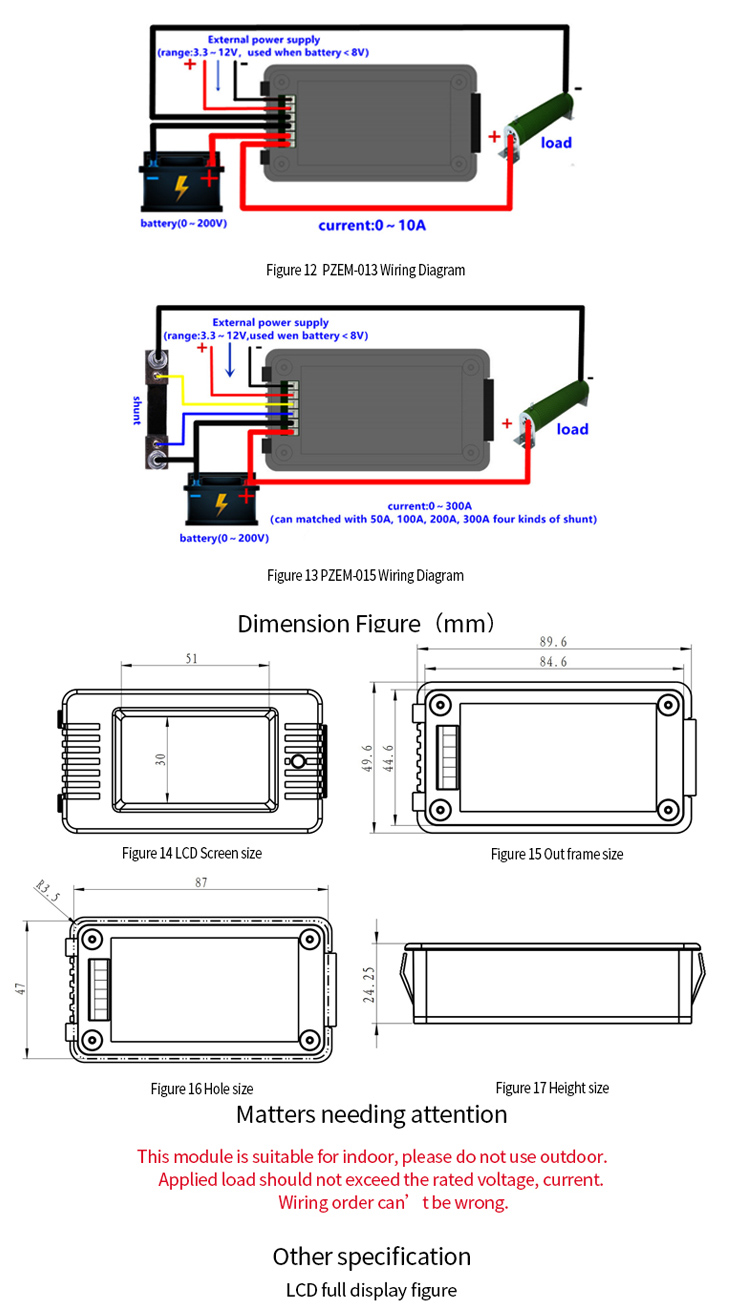 PZEM015 DC 200v Battery Monitor Capacity Tester Ammeter Voltmeter ...