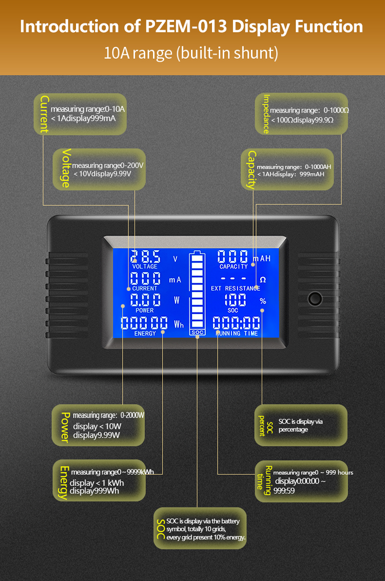 PZEM015 DC 200v Battery Monitor Capacity Tester Ammeter Voltmeter ...