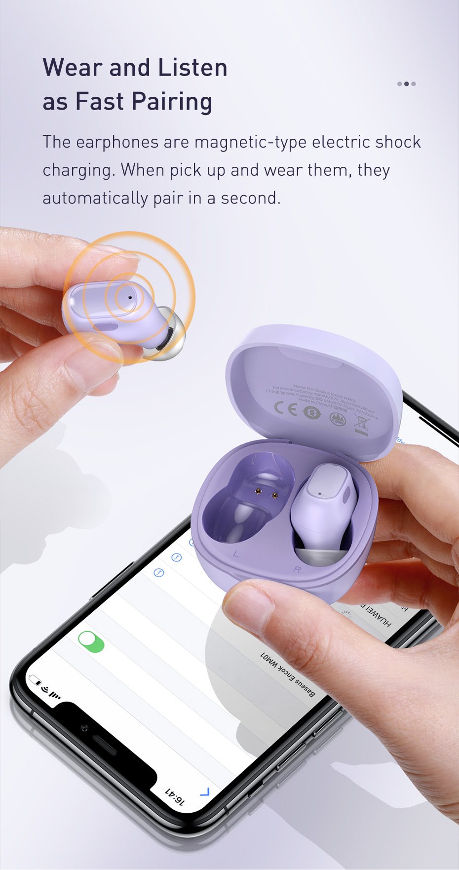 Baseus WM01 TWS Bluetooth Earphones Wireless 5.3 Bluetooth Headphones ...