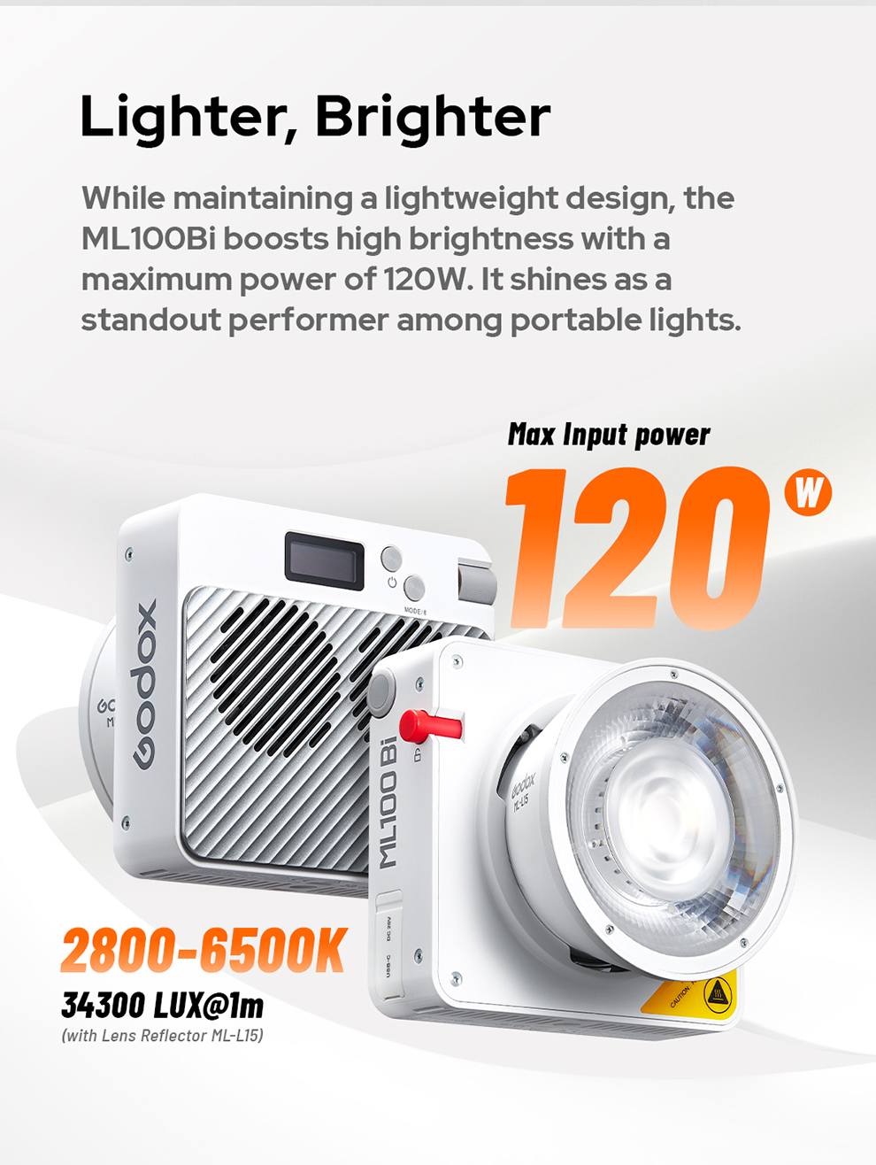 Godox ML100Bi Bi-Color Portable LED Light Accessories ML-GB Bowens ...