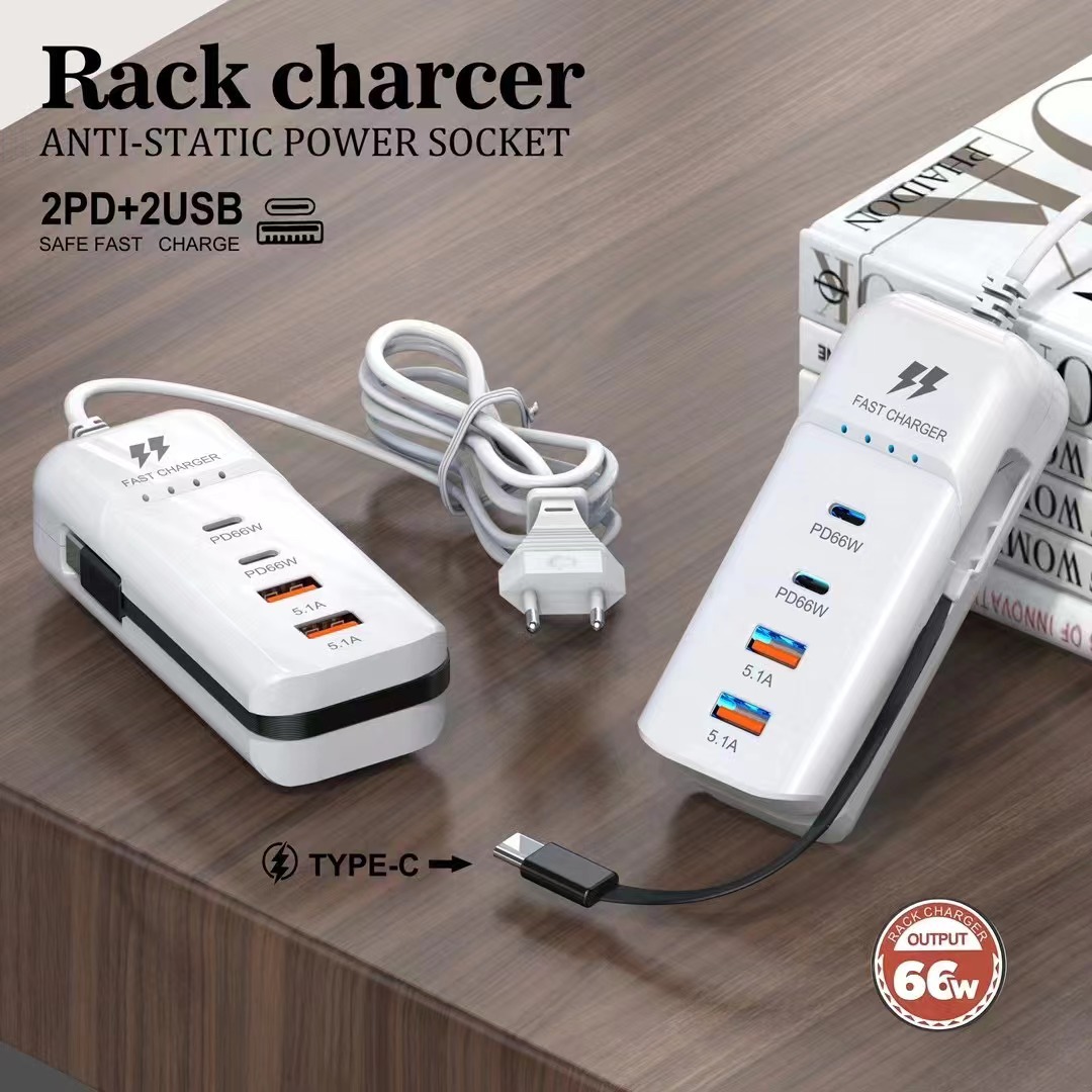 4 Port USB Charger with Type-c Socket Extension Cable Multi-port Dual ...