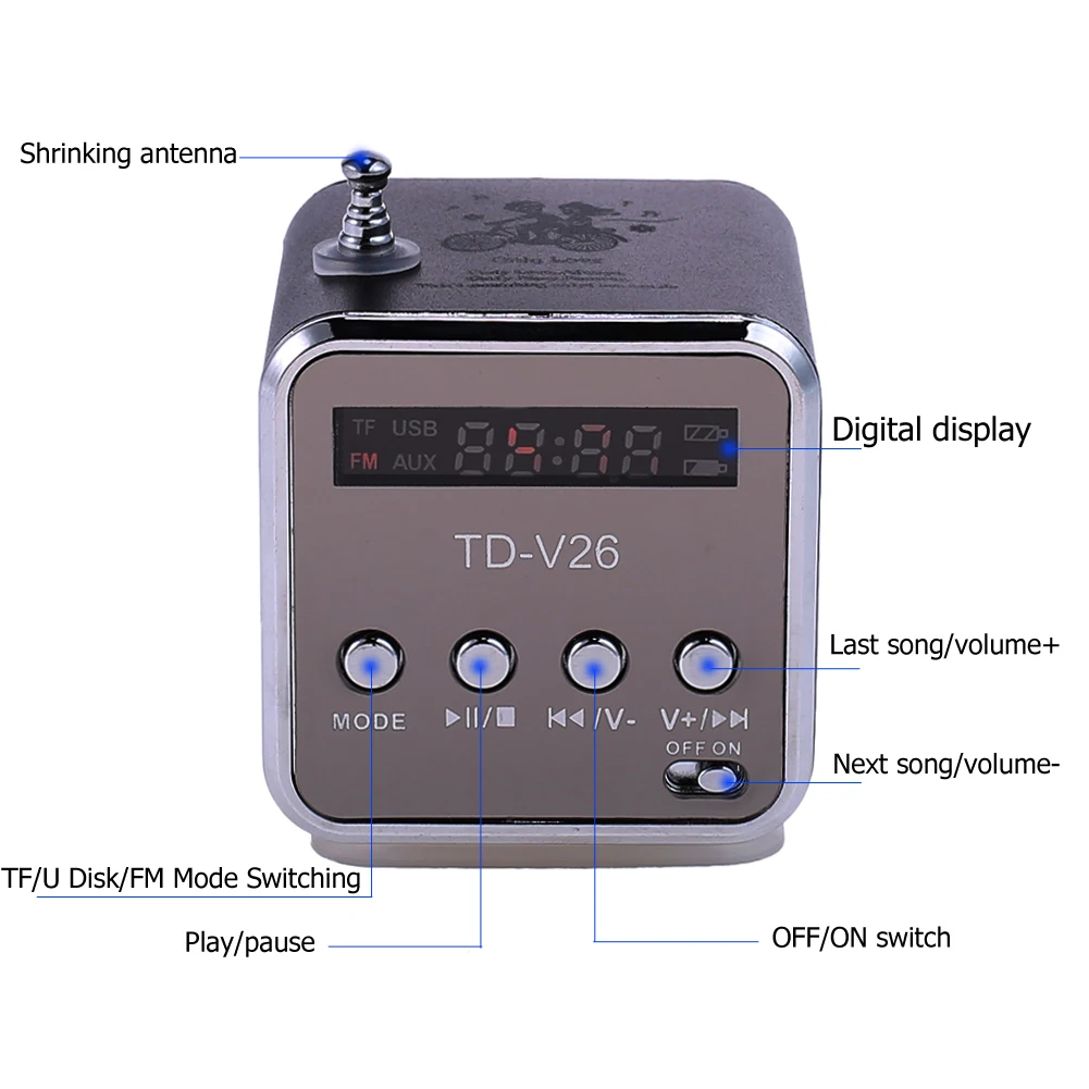 [Shopee Choice] TD-V26 Speaker Mini Bluetooth FM Radio Receiver MP3 ...