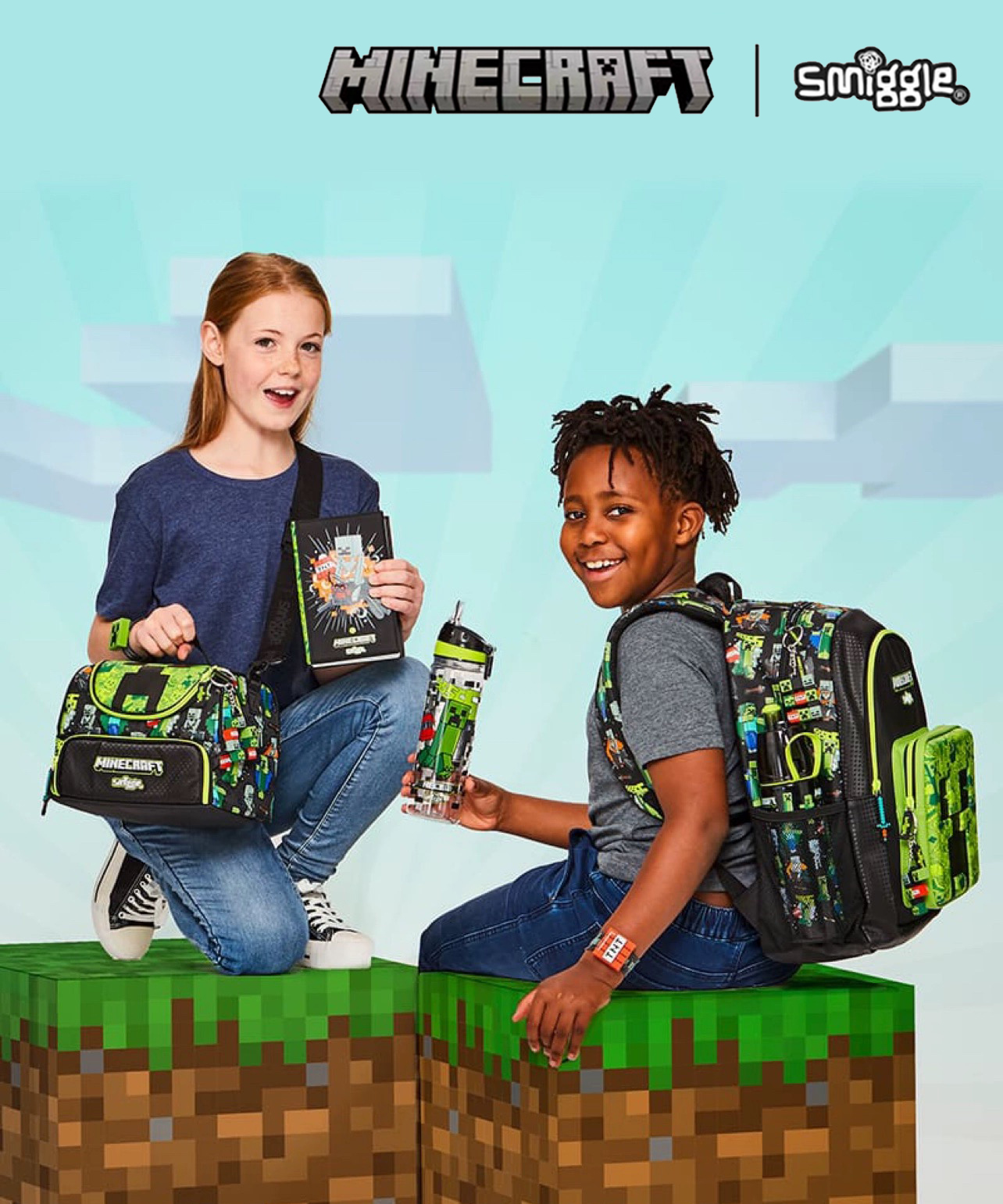 Smiggle Minecraft Trolley Backpack With Light Up Wheels | Shopee ...