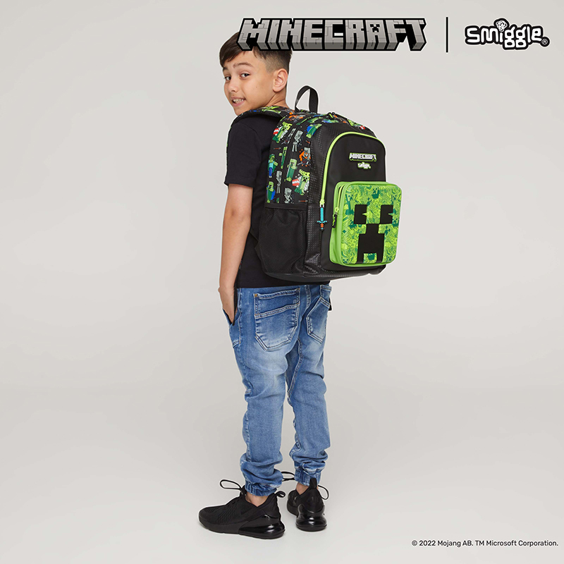 Smiggle Minecraft Trolley Backpack With Light Up Wheels | Shopee ...