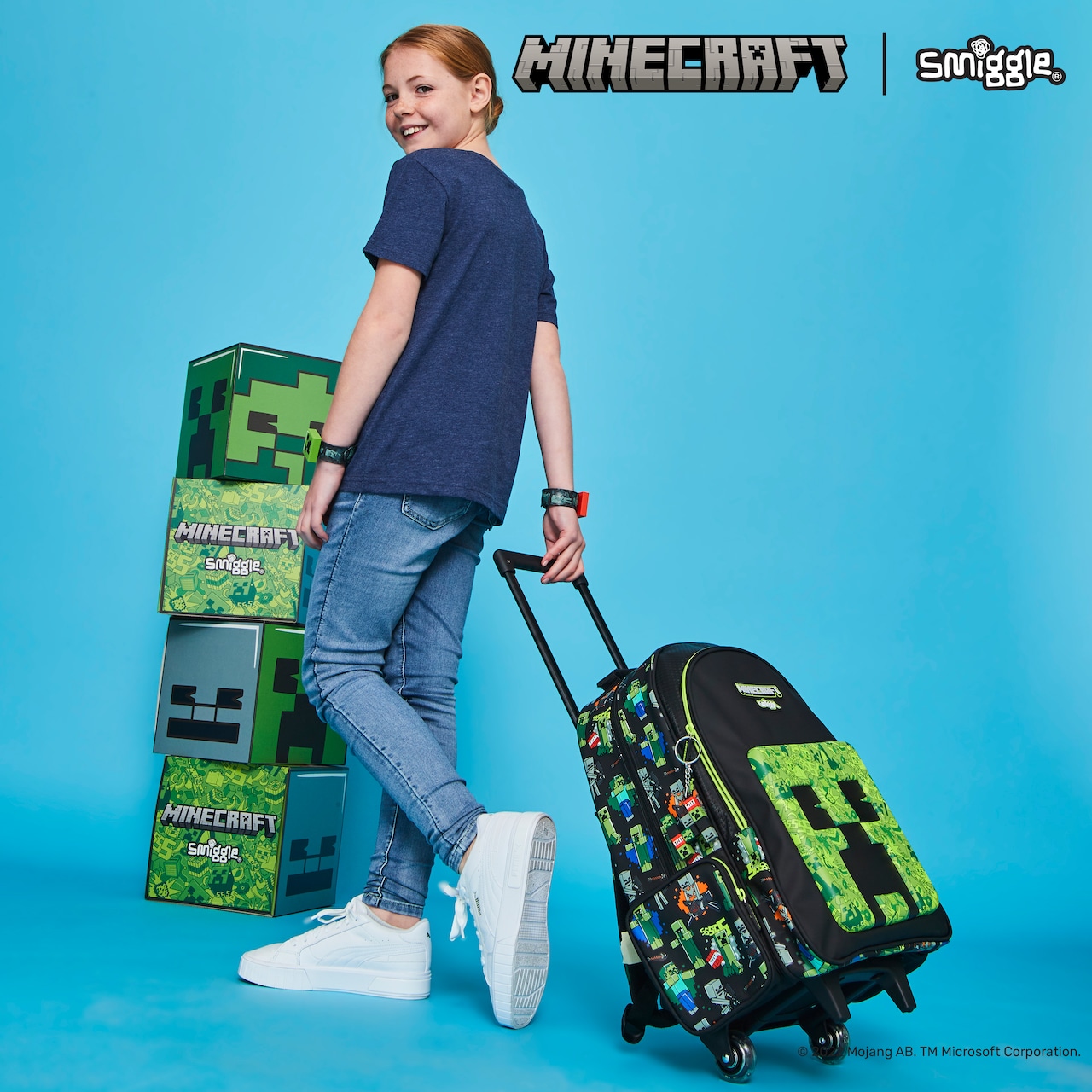 Smiggle Minecraft Trolley Backpack With Light Up Wheels | Shopee ...