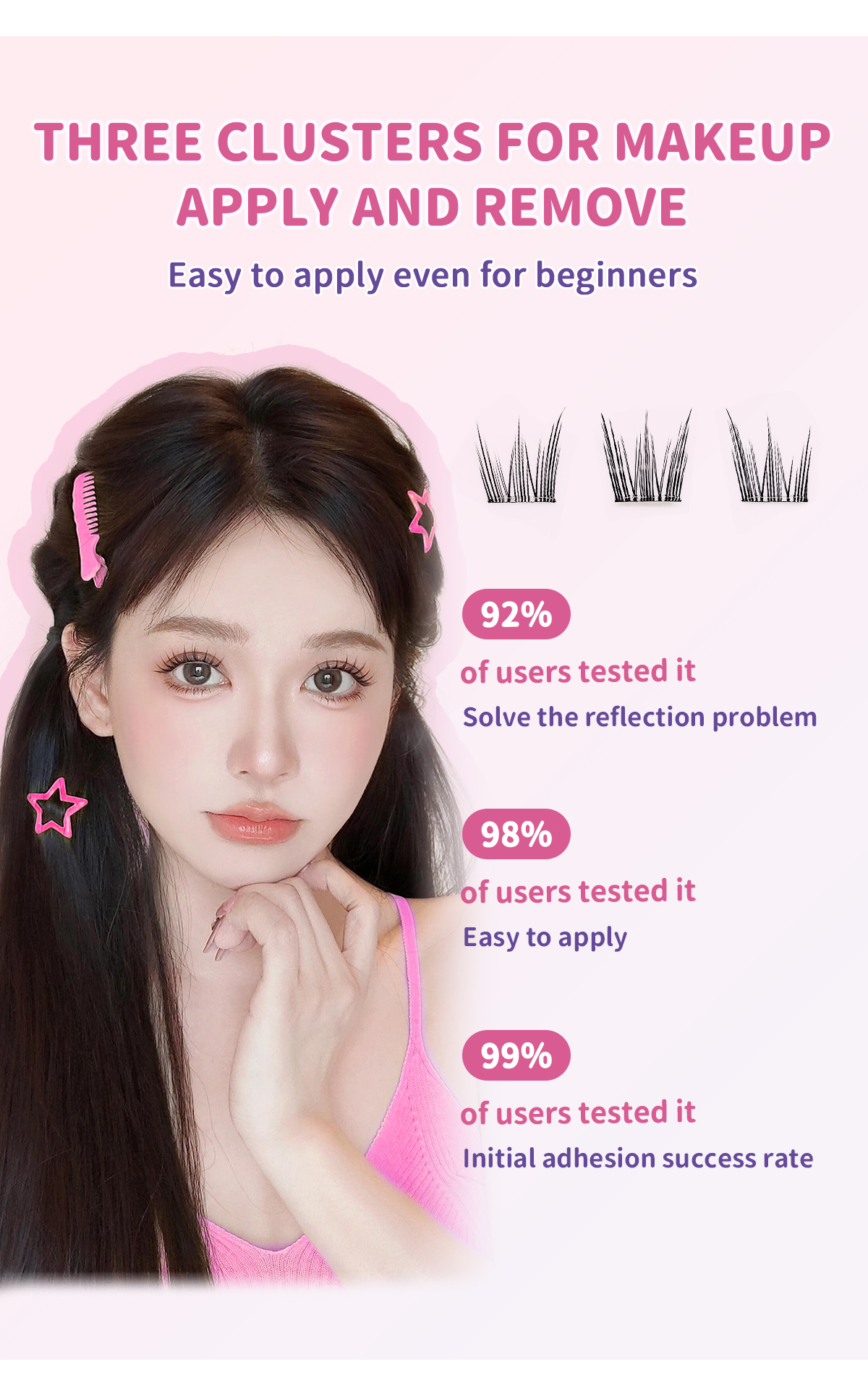 Elyzza Glue-free Kitty Paws False Eyelashe Extension 10-12mm C Curl ...