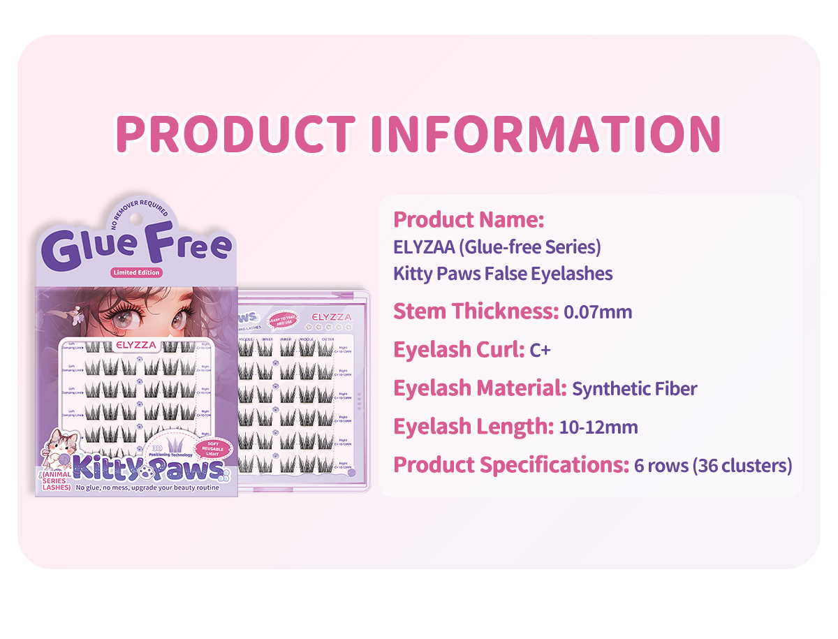 Elyzza Glue-free Kitty Paws False Eyelashe Extension 10-12mm C Curl ...