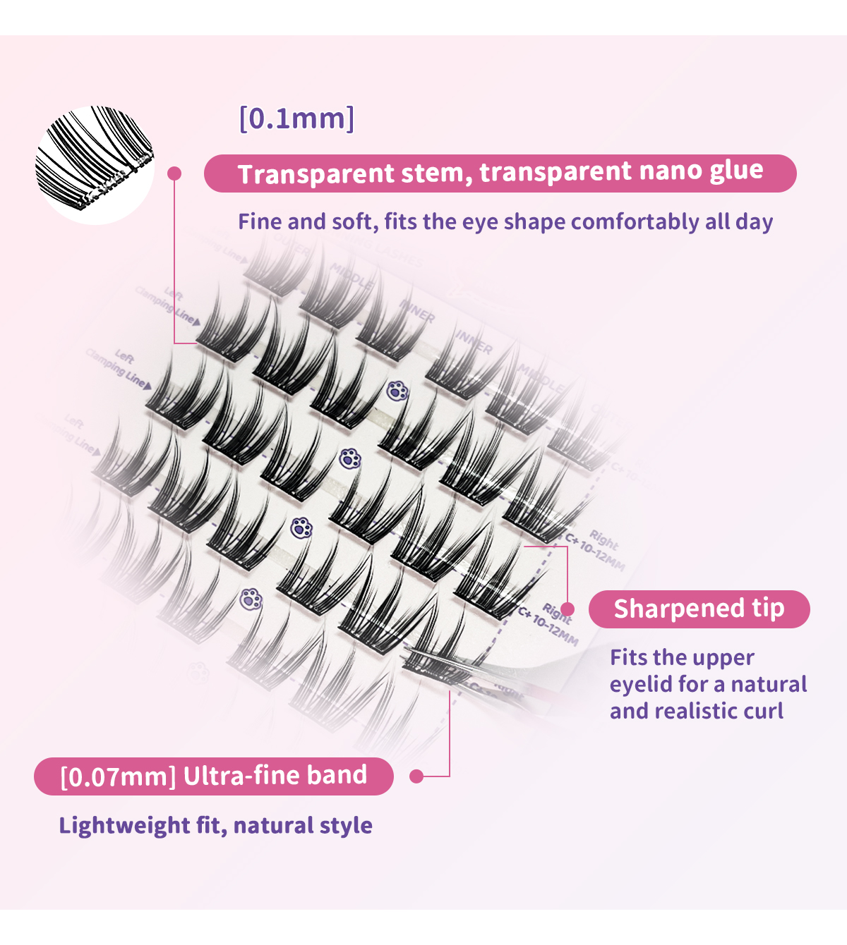 Elyzza Glue-free Kitty Paws False Eyelashe Extension 10-12mm C Curl Natural Daily Style Reusable ...