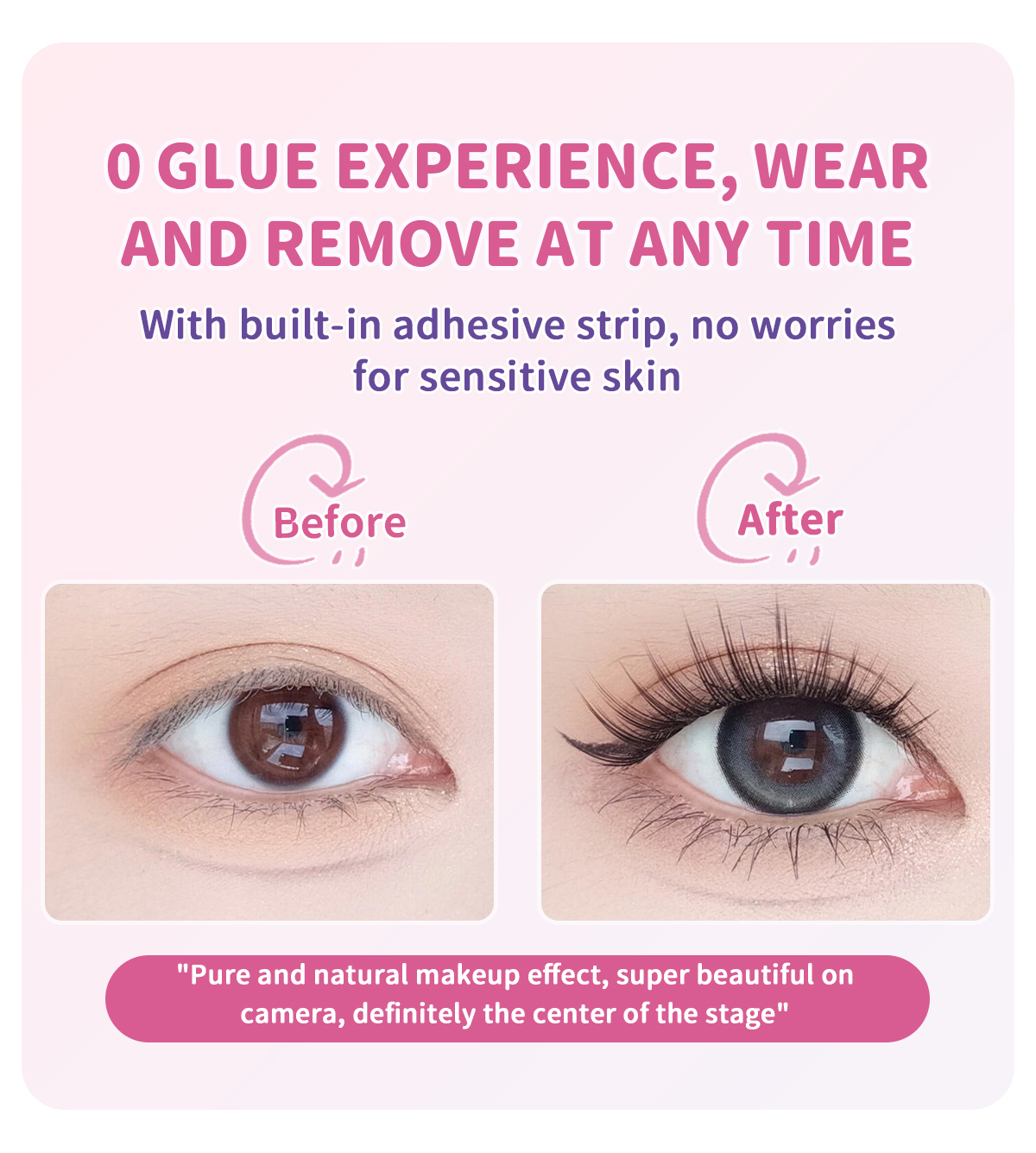 Elyzza Glue-free Kitty Paws False Eyelashe Extension 10-12mm C Curl ...