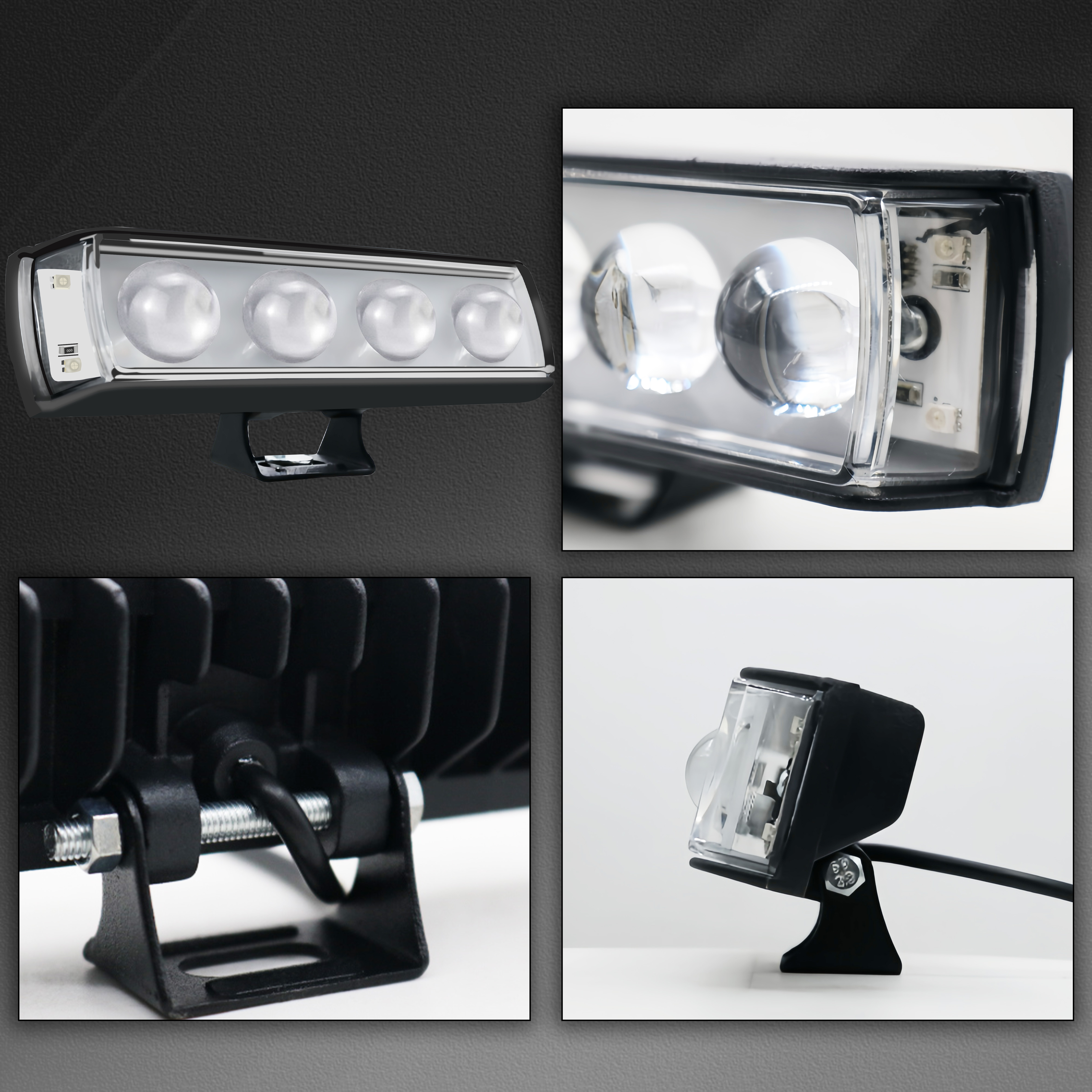 2PCS Motorcycle Headlight Phantom 4-eye light Switching LED Bulb Mini ...