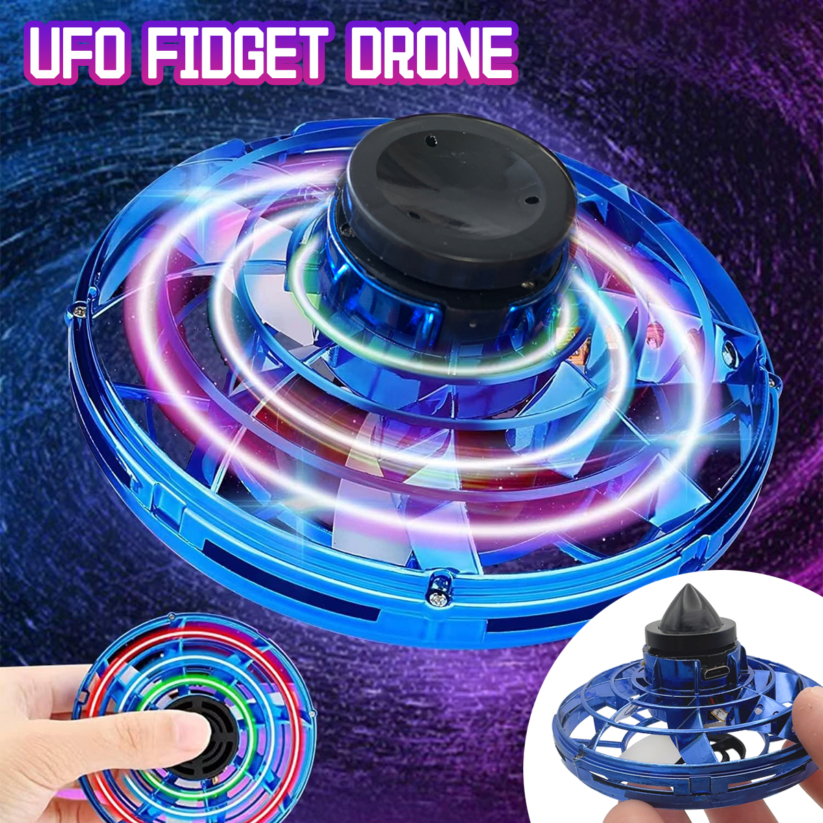 UFO Flying Toy with LED Lights - Interactive Drone for Kids and Adults ...