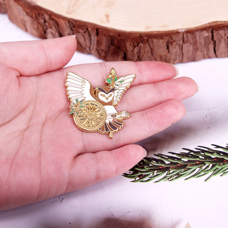 Greek God Athena Owl Metal Badge Brooch Cute Cartoon Aanimal Hard ...