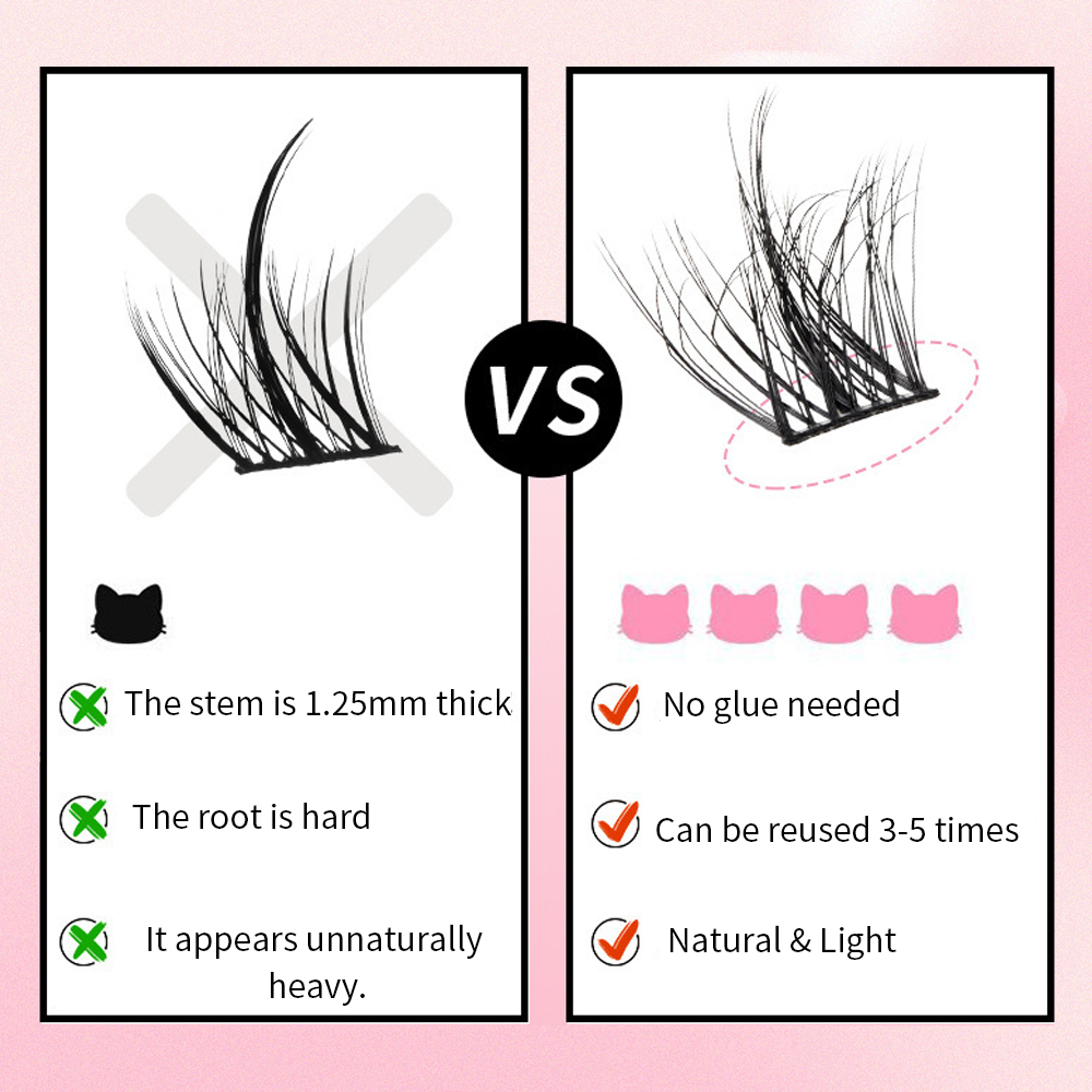 Lvcheryl Messy Self-adhesive Eyelashes No Glue Needed Cross DIY Eyelash ...