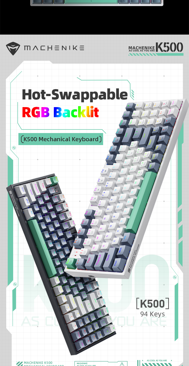 Machenike K500 Series Mechanical Keyboard, 61/94 Keys, Hot-swappable ...