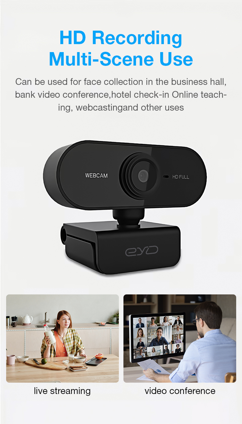 EYD PC01 Webcam 4K Full HD Live Streaming for PC Web Cam With Microphone Video Call Laptop ...