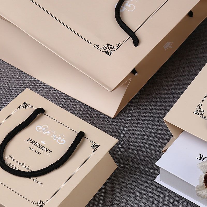 Korean Style Gift Kraft Paper Bag Plain Rope Handle Hand Bag Gift Bag ...