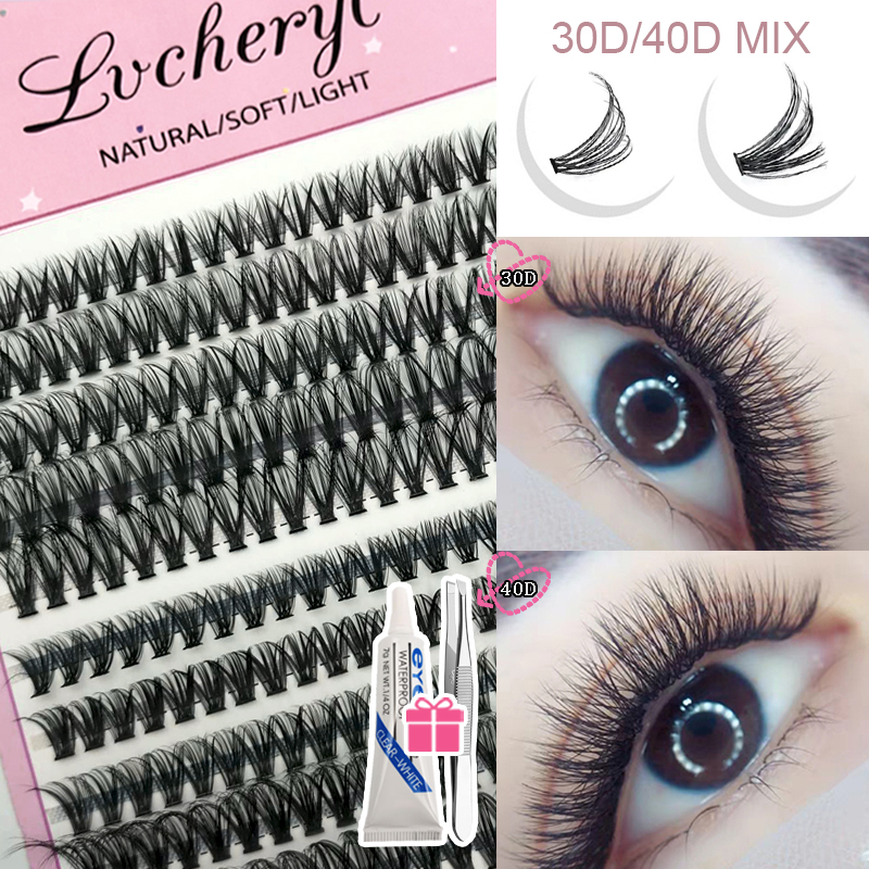 10D/20D/30D/40D Eyelash Extension Set With Glue 200 Bundles D Curl ...