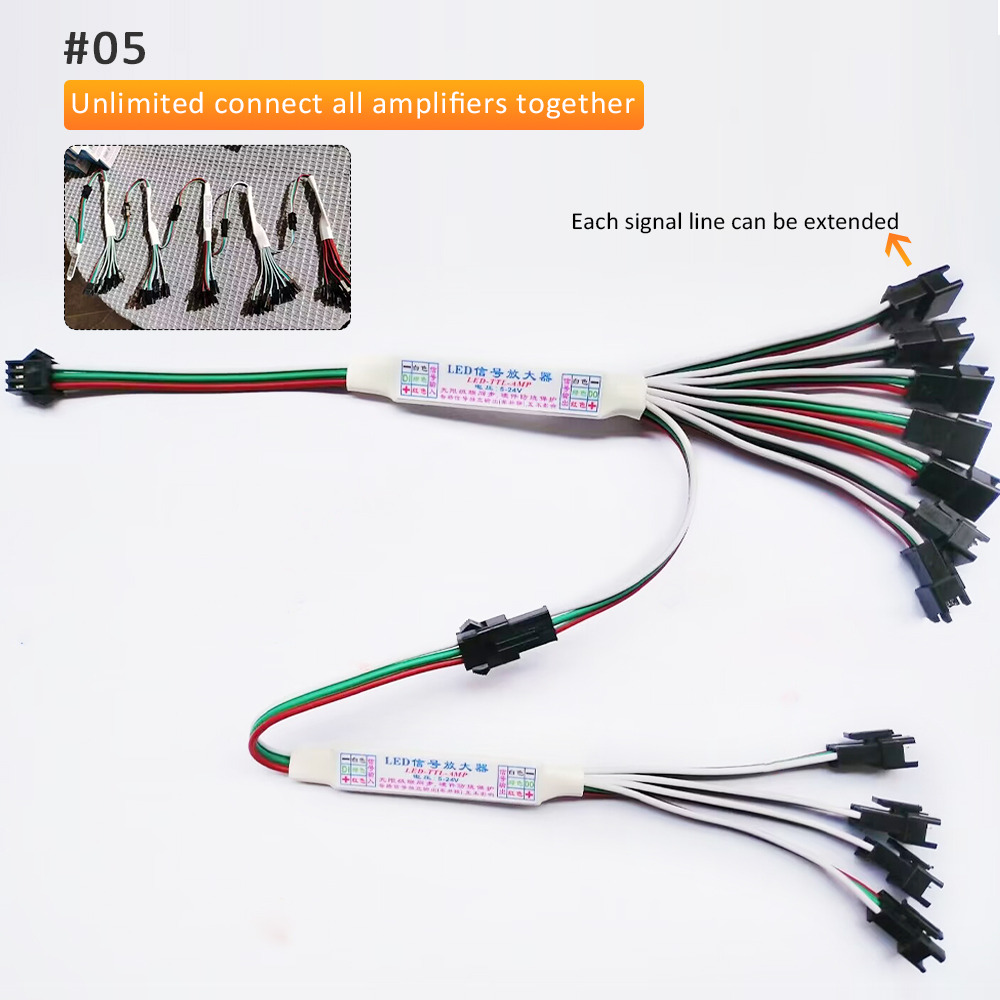 Mini TTL Pixel LED Signal Amplifier DC 5V 12V 24V for WS2811 WS2812B ...