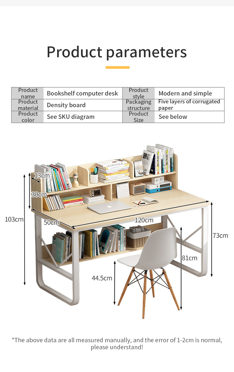 【Solid】Computer Table Office Table with Drawer Computer Table Desk Bookcase Study Table with ...