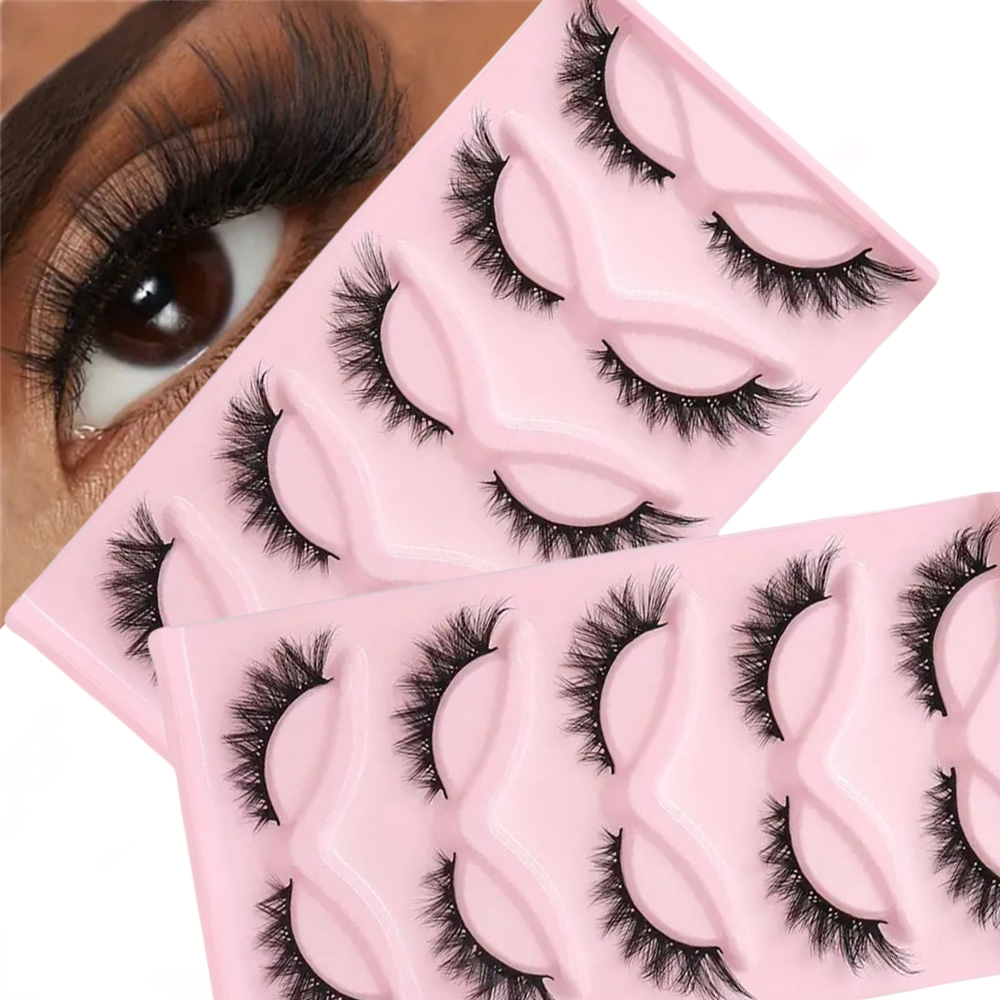 5 Pairs Cat Eye Lashes Wispy Fake Lashes Fluffy Cat Eye Lashes ...