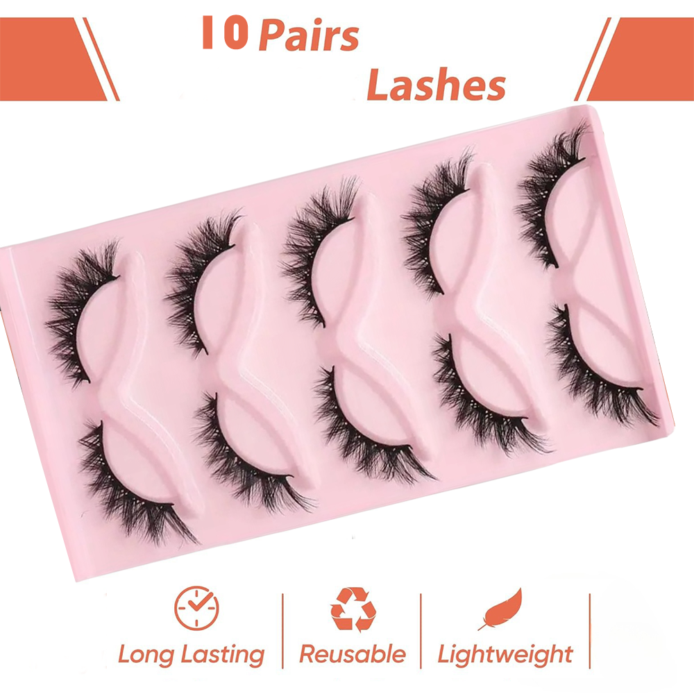 5 Pairs Cat Eye Lashes Wispy Fake Lashes Fluffy Cat Eye Lashes ...