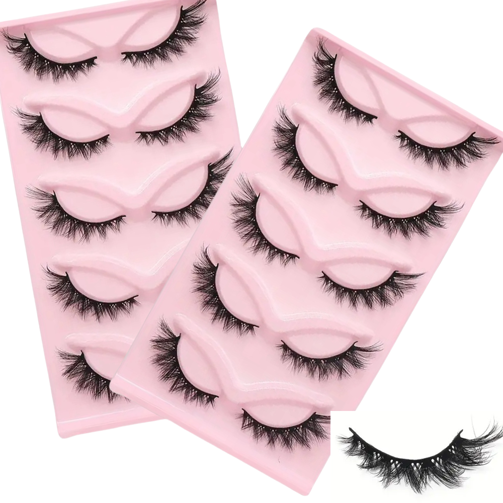 5 Pairs Cat Eye Lashes Wispy Fake Lashes Fluffy Cat Eye Lashes ...