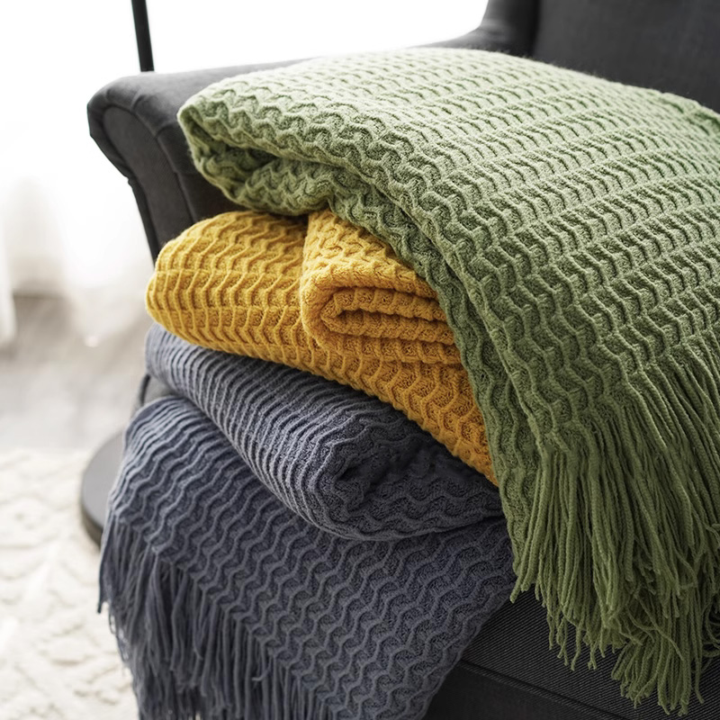 【Ship in 24H】ins Sofa Blanket Soft Aircon Knitted Blanket Comfortable Baby Blanket Housewarming ...