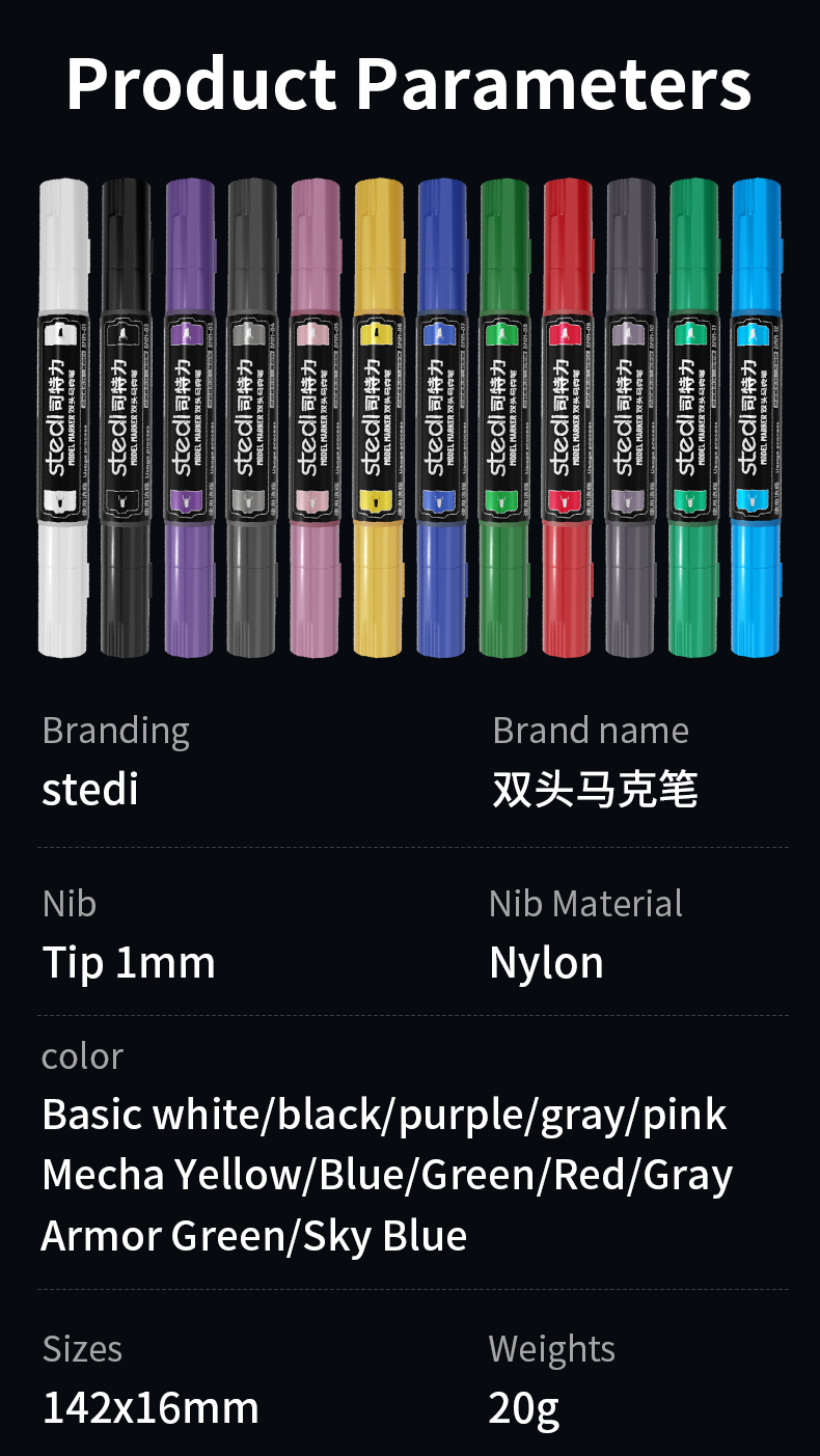 stedi double-ended marker nylon nib more durable gundam model painting ...