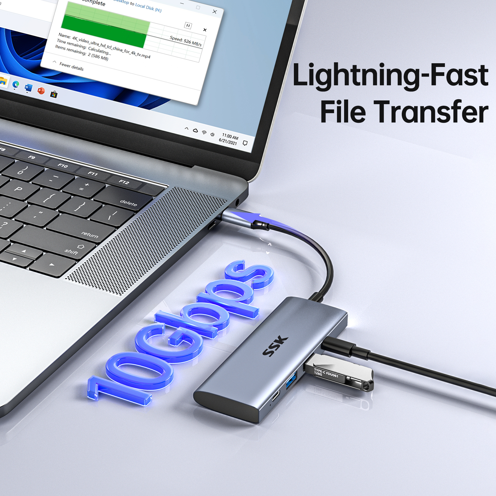 SSK 1050MB/s USB C HUB 100W PD HUB USB Port HUB Power Delivery USB3.2 ...