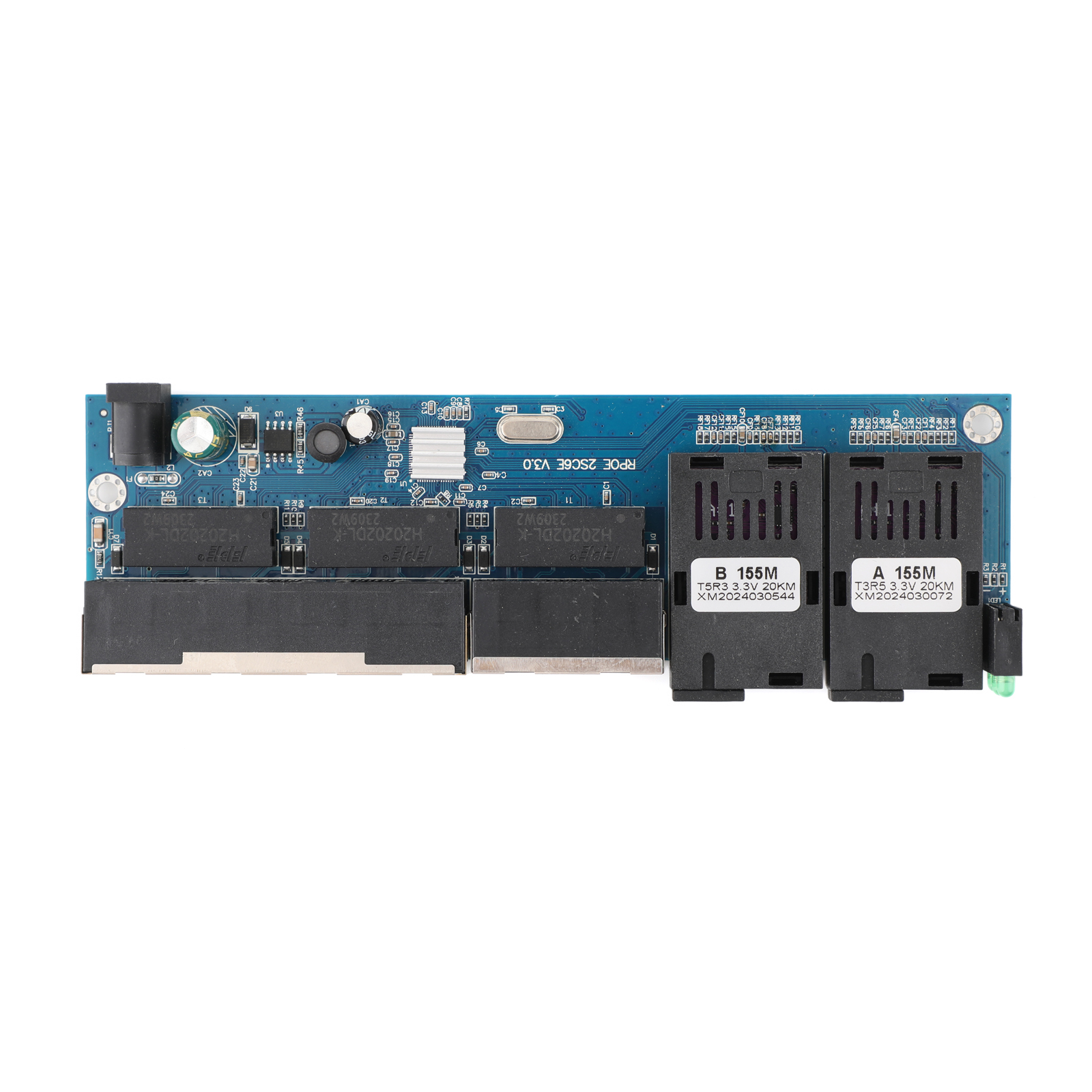 10M/100M Fiber Optic Media Converter PCBA Board 6 RJ45 to 2 SC A+B ...