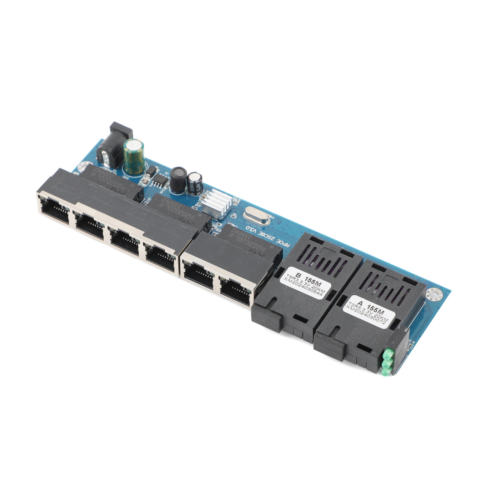 10M/100M Fiber Optic Media Converter PCBA Board 6 RJ45 to 2 SC A+B ...