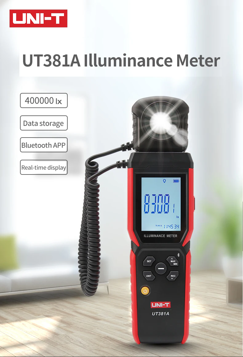 UNI-T Illuminance Meter UT381A 400000 lx Split Rotatable Design Lux ...