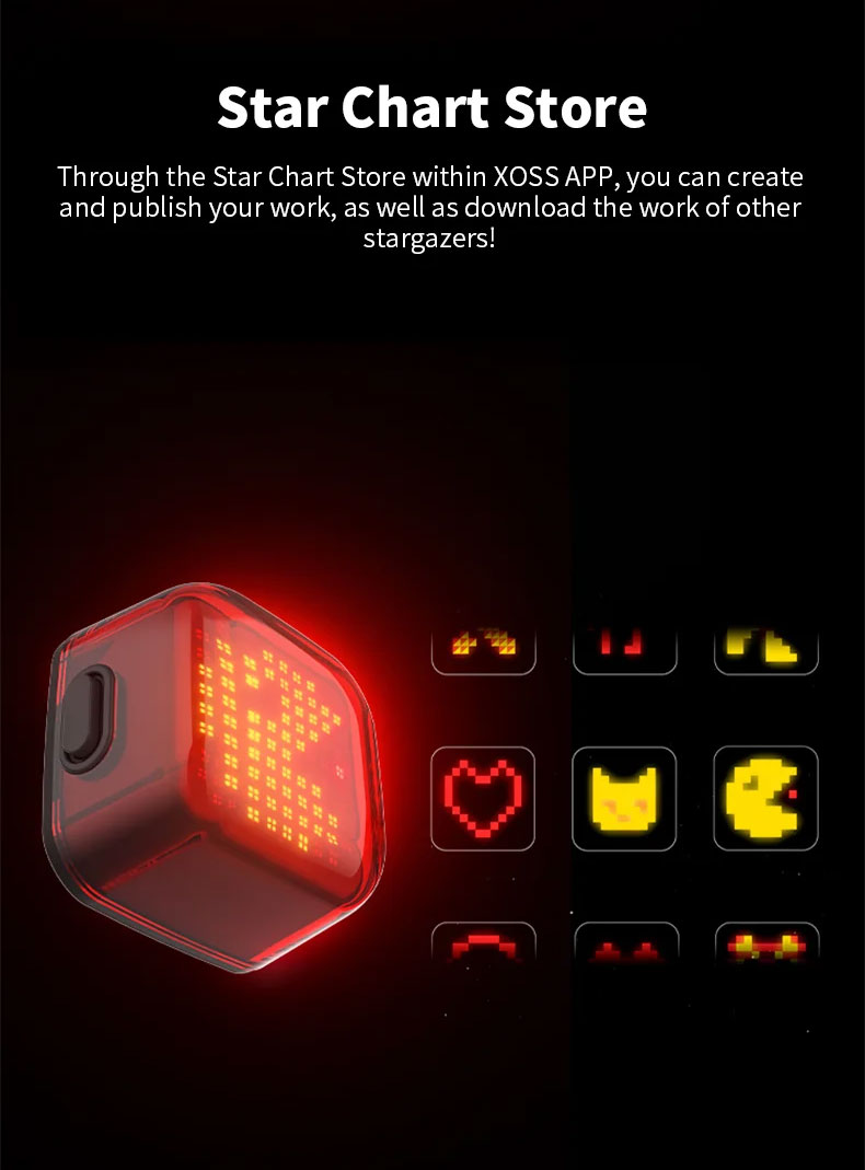 XOSS Nebula Intelligent Dot Matrix Light Bike Light Set Rechargeabl ...