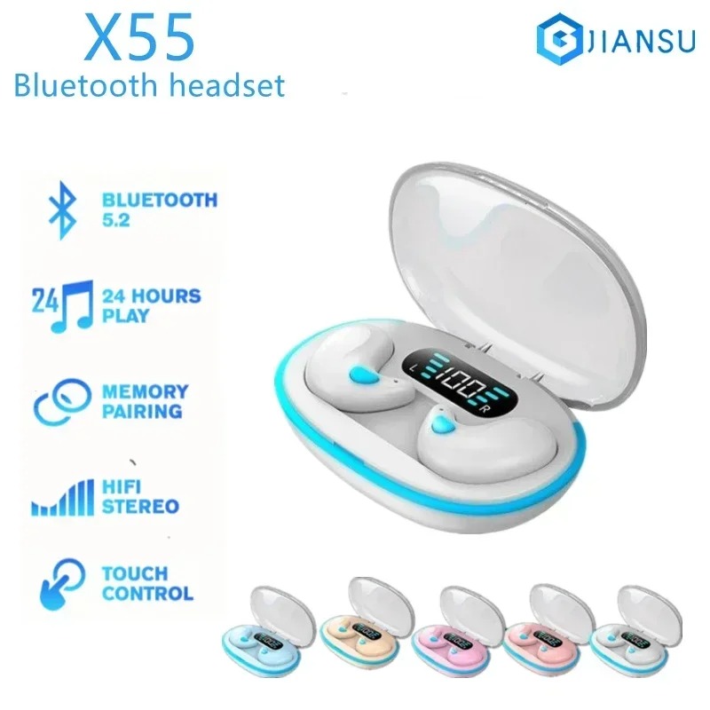 X55 Mini Wireless Earphones Bluetooth Headphones Noise Reduction Sport ...
