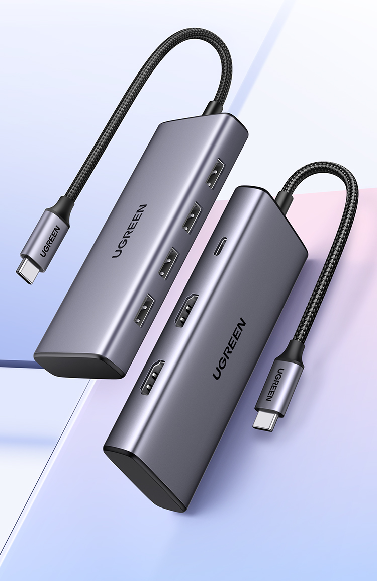 UGREEN 7-in-1 Dual HDMI Hub Type C to HDMI 5Gbps PD100W 4K@30hz Single ...