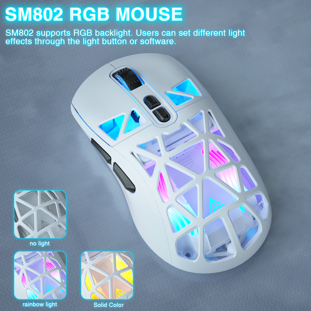 SOLAKAKA SM802 Customized Mouse Replaceable Shell Tri-mode Connection ...