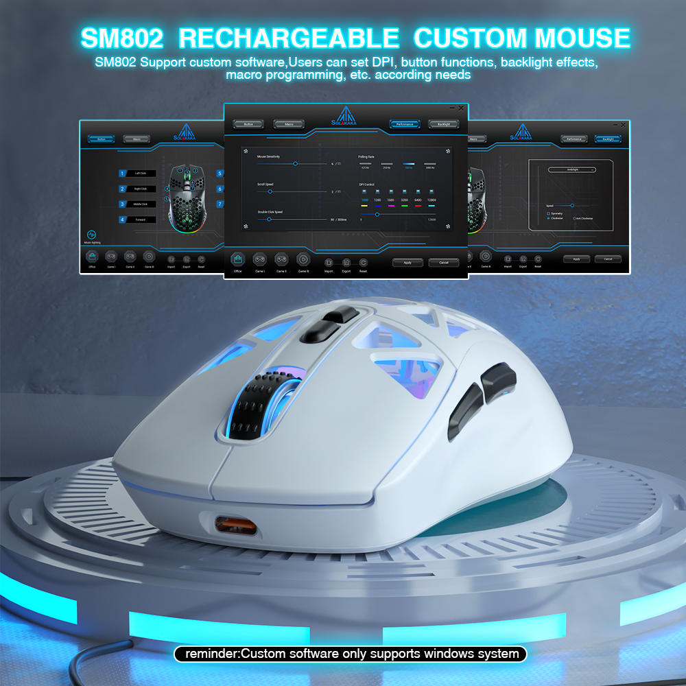 SOLAKAKA SM802 Customized Mouse Replaceable Shell Tri-mode Connection ...
