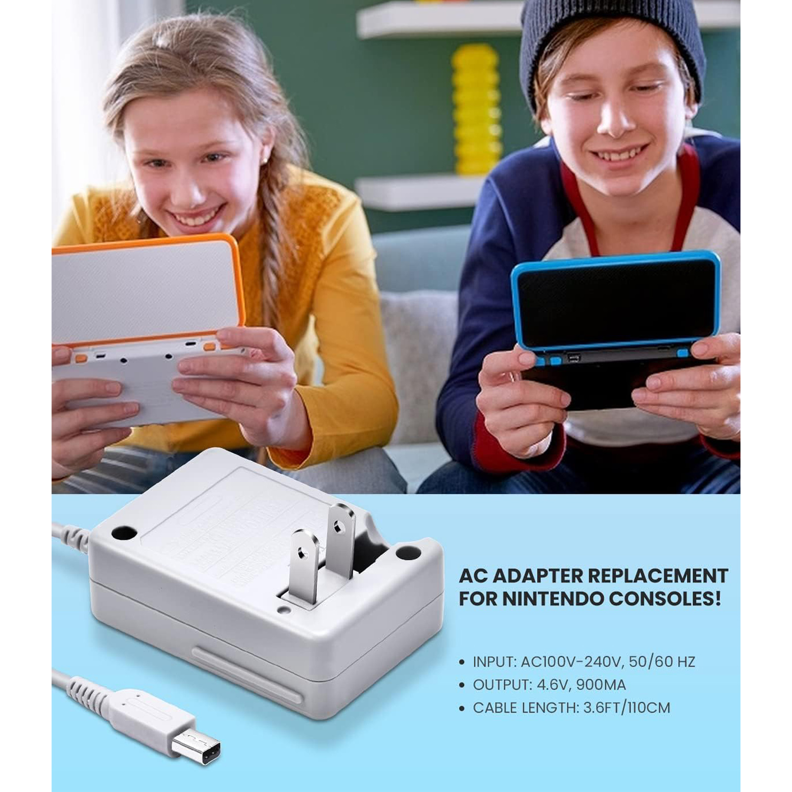 3DS Charger Compatible for Nintendo 3DS/DSi/DSi XL/2DS/2DS XL/New 3DS ...