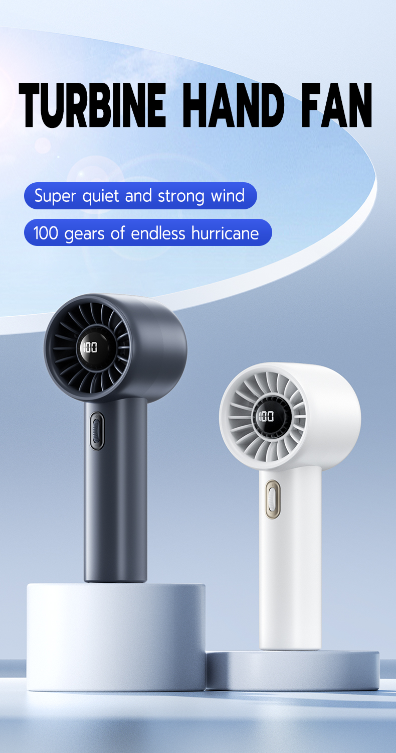 Xiaomai mini fan rechargeable 100 gears stepless speed digital display ...