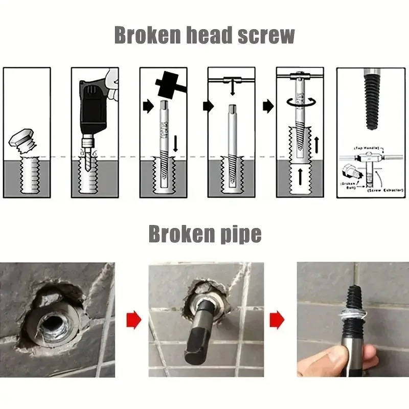 6Pcs Easy Out Drill Bits Broken Damage Bolt Screw Extractor Remover ...
