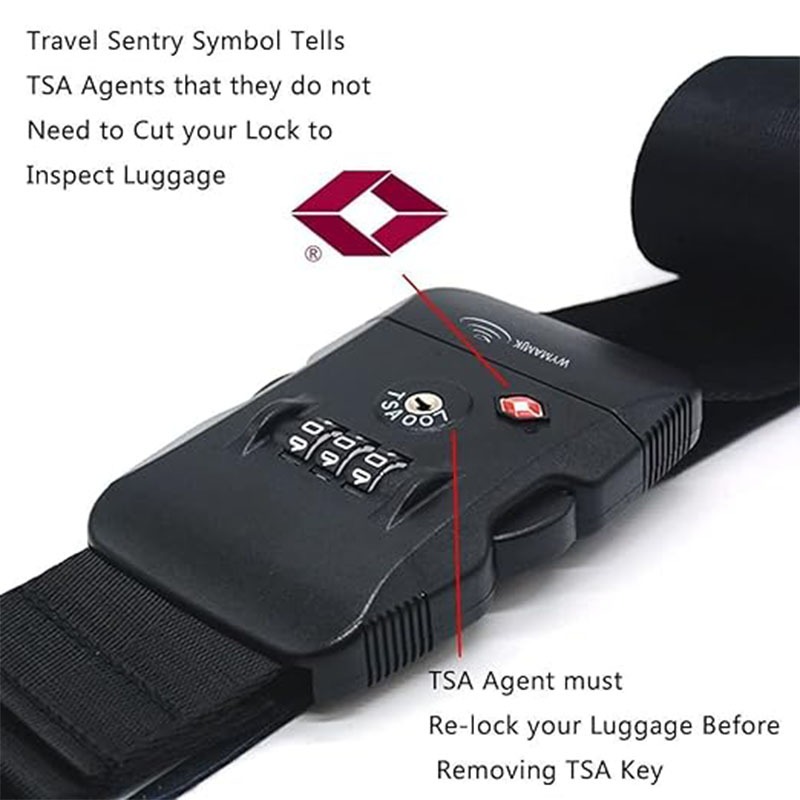 TSA Customs Lock Luggage Strap 20-32in Cross Strap 3 Digits Password ...