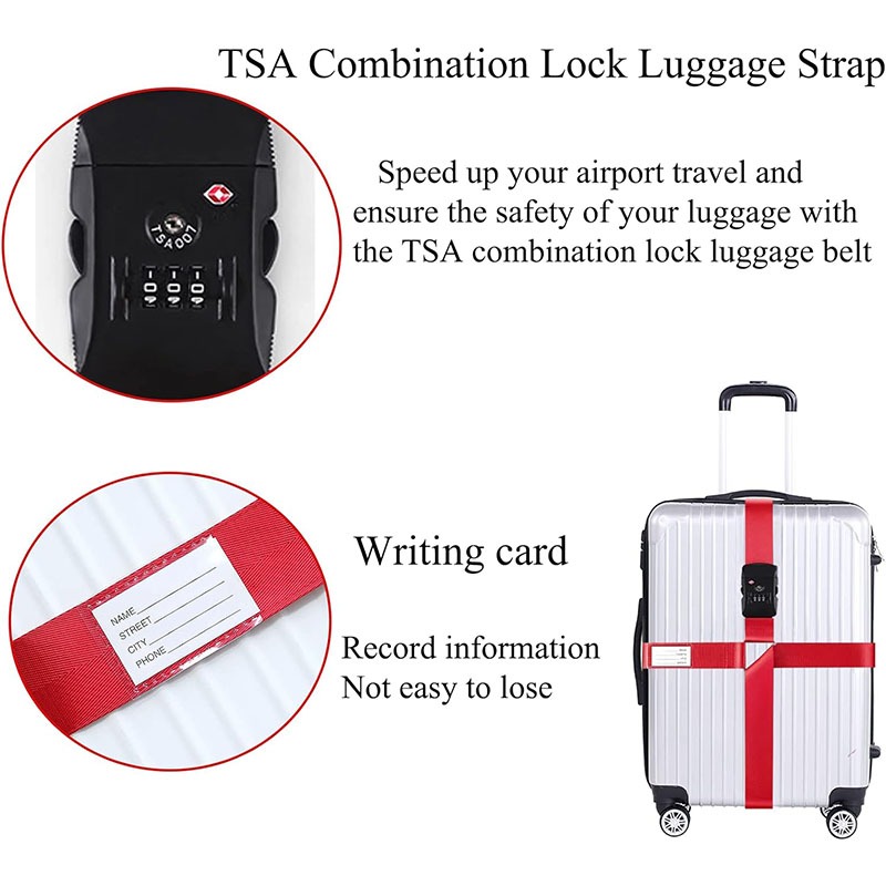 TSA Customs Lock Luggage Strap 20-32in Cross Strap 3 Digits Password ...