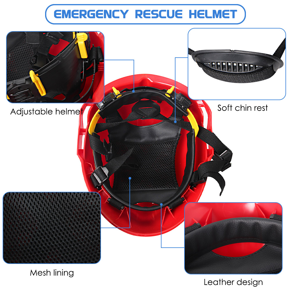 AOLAMEGS Emergency Rescue Helmet Red Firefighter Helmet Protective ...