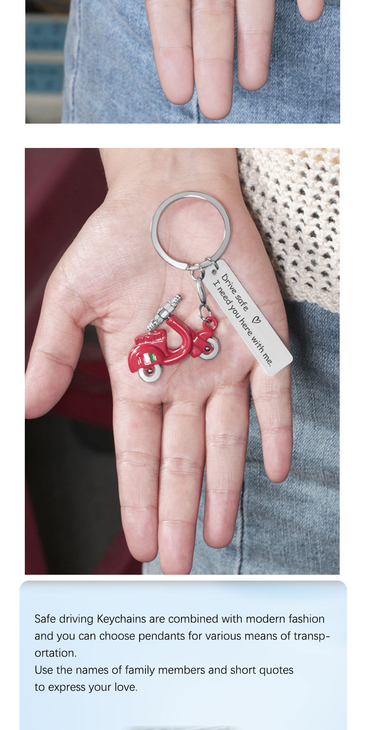 Drive Safe Key Chains Stainless Steel Keychain Motorcycle, Car, Scooter ...